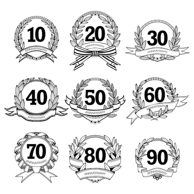 Anniversary labels set Vector | Free Download Anniversary labels set Vector | Free Download