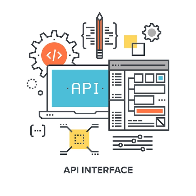 Premium Vector | Api interface concept Premium Vector | Api interface concept