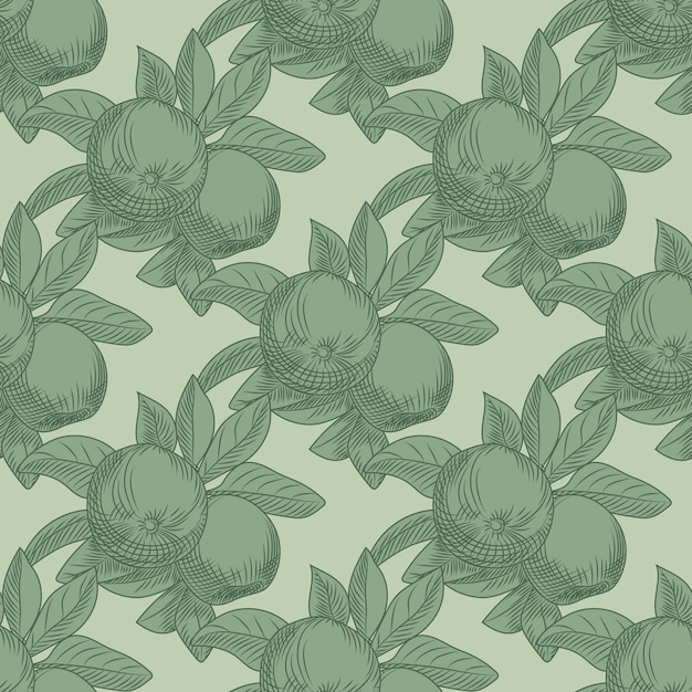 Premium Vector Apples Seamless Pattern On Green Background Vintage