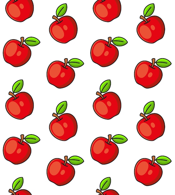 Premium Vector Apples Seamless Pattern On White Background Vector