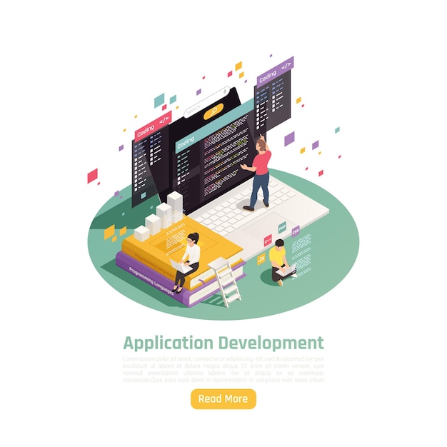 Premium Vector | Application development isometric banner composition ... Premium Vector | Application development isometric banner composition ...