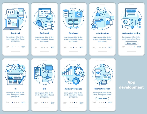 Premium Vector | Application development onboarding mobile app page screen vector template ...