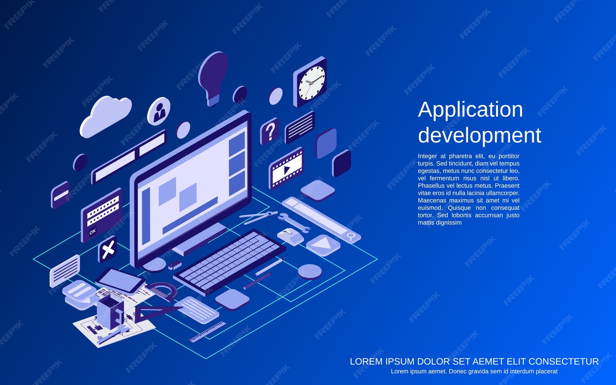 Premium Vector Application Development Seo Process Algorithm Optimization Isometric Concept
