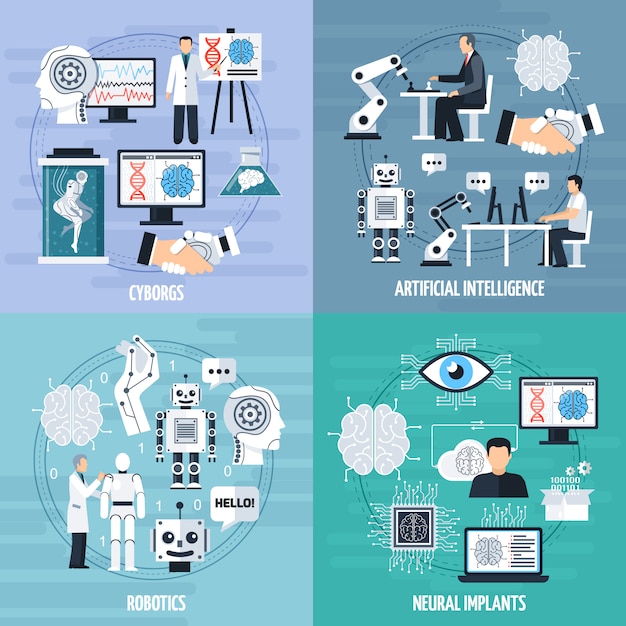 Artificial intelligence concept icons set Vector | Free Download Artificial intelligence concept icons set Vector | Free Download