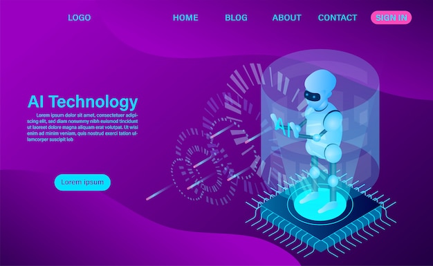 Artificial intelligence robot technology landing page | Premium Vector Artificial intelligence robot technology landing page | Premium Vector