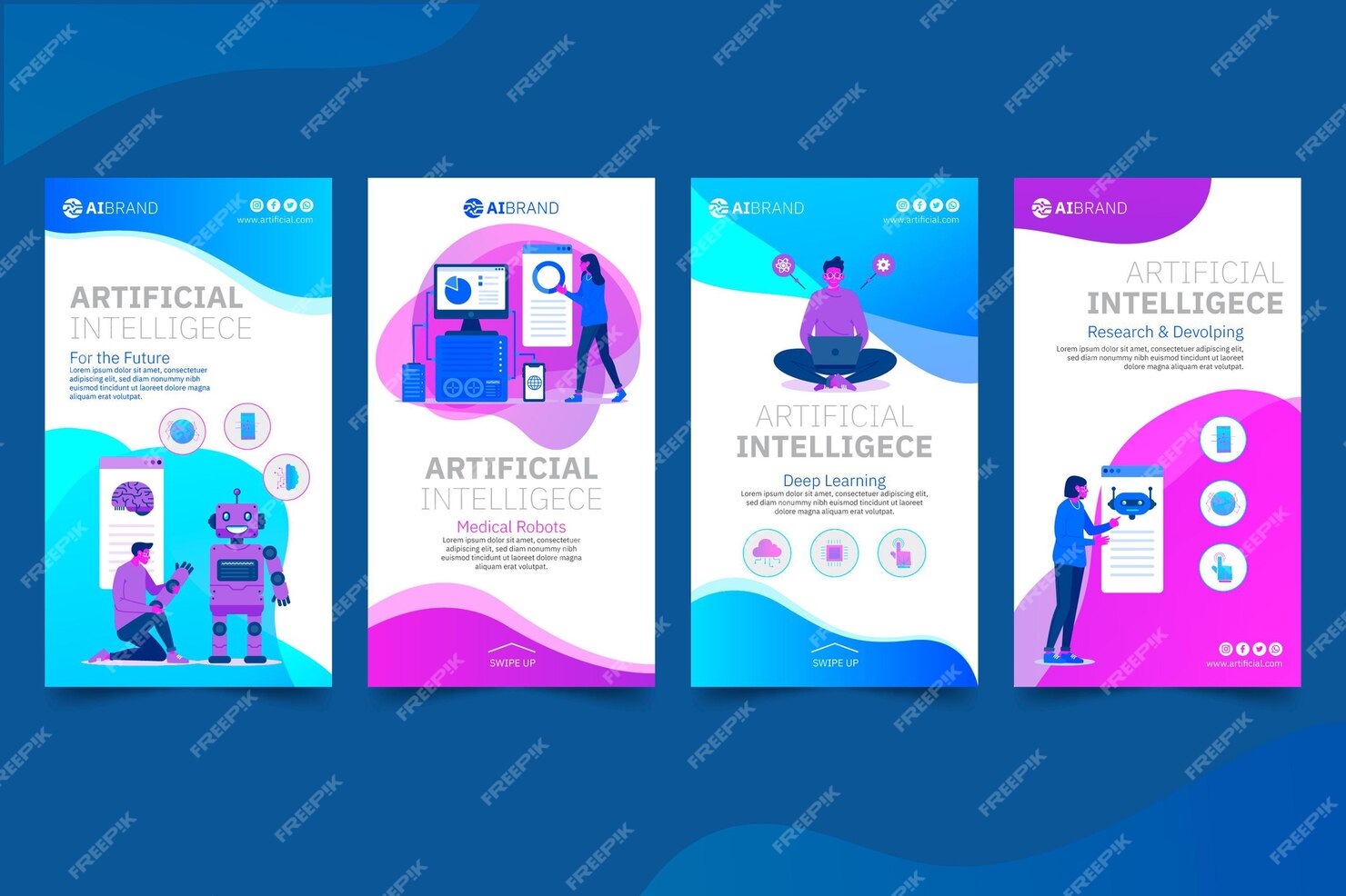 Free Vector | Artificial intelligence social media stories template Free Vector | Artificial intelligence social media stories template