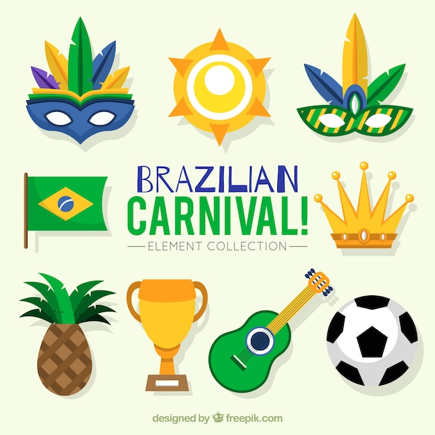 Premium Vector | Assortment of brazil carnival objects Premium Vector | Assortment of brazil carnival objects