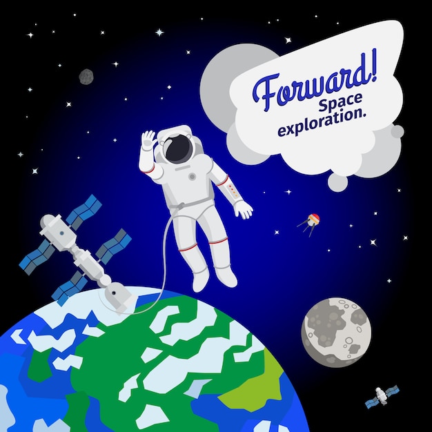 Premium Vector | Astronaut floating in outer space with the earth and ... Premium Vector | Astronaut floating in outer space with the earth and ...