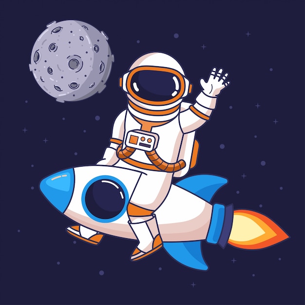 Premium Vector | Astronaut riding rocket in the space Premium Vector | Astronaut riding rocket in the space