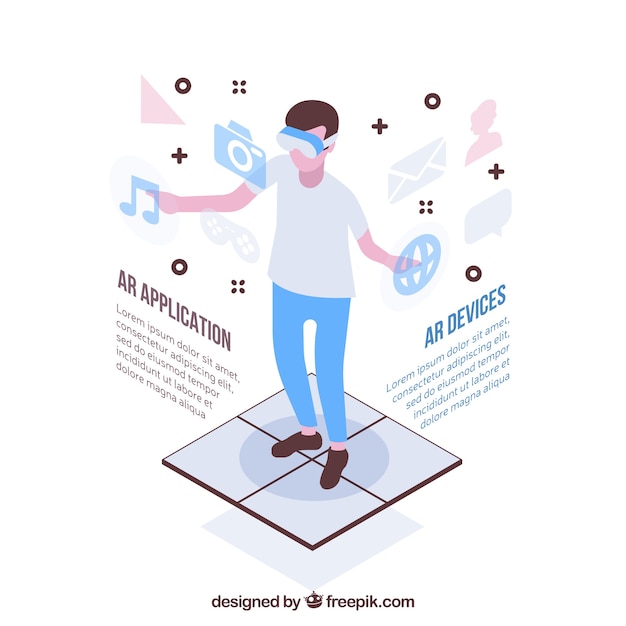 Free Vector | Augmented reality background in isometric style Free Vector | Augmented reality background in isometric style