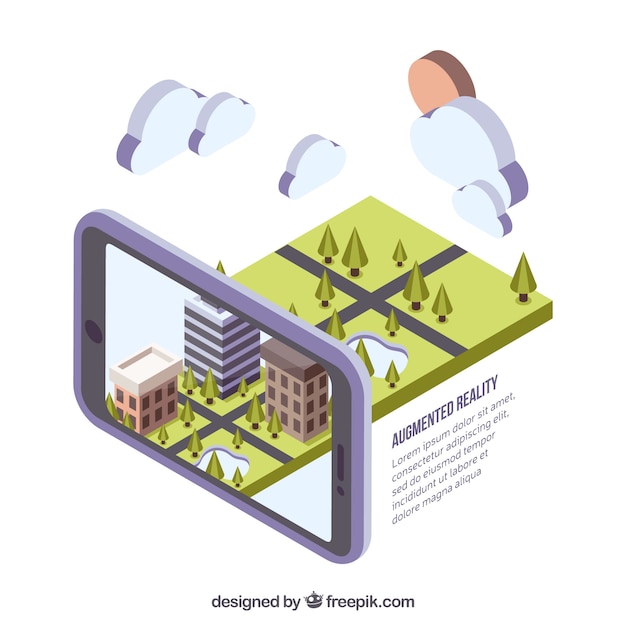 Premium Vector | Augmented reality background in isometric style Premium Vector | Augmented reality background in isometric style