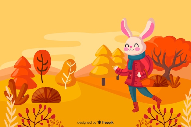 Free Vector | Autumn background in flat style Free Vector | Autumn background in flat style