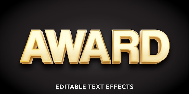 Premium Vector Award Text 3d Style Editable Text Effect