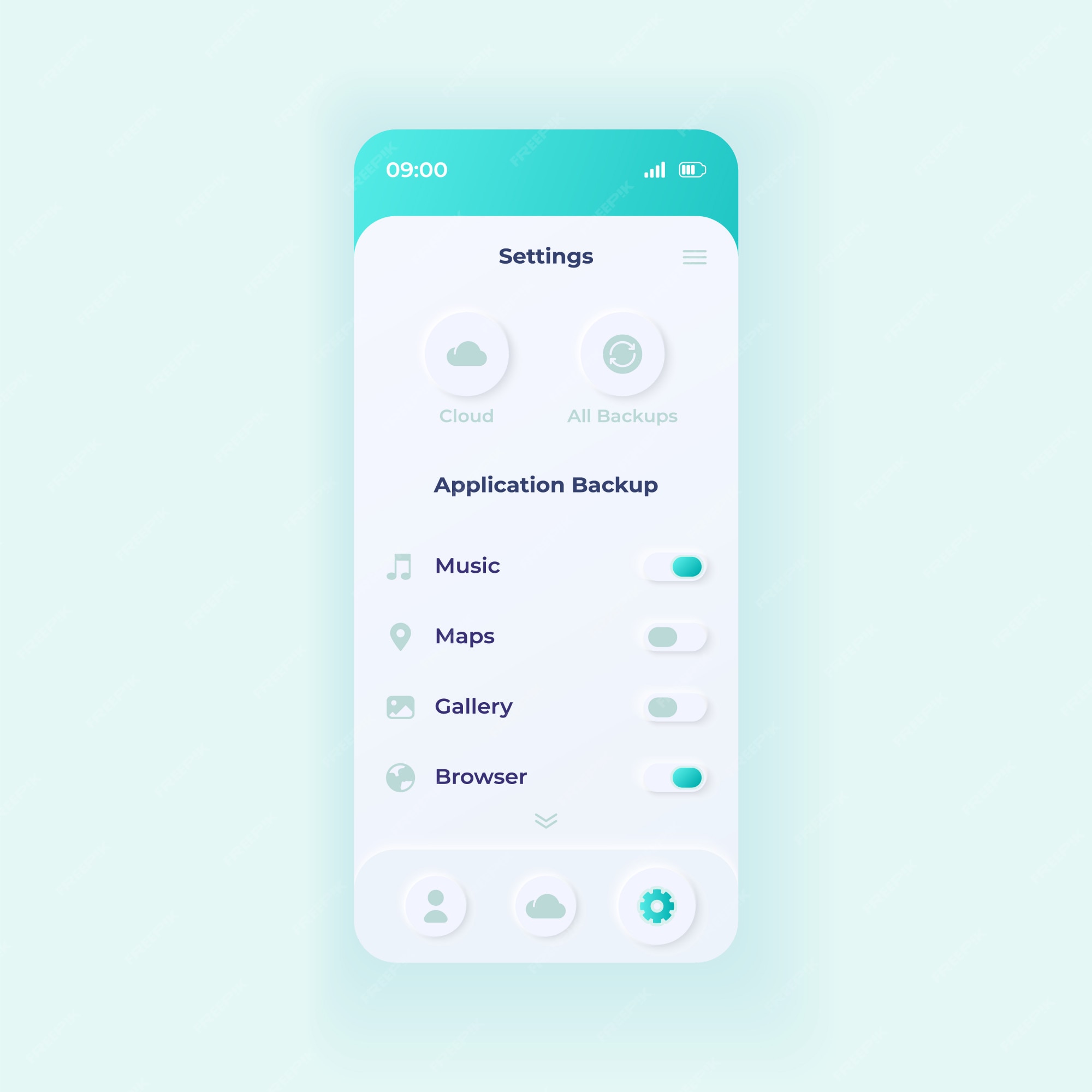 Premium Vector Backup Application Settings Smartphone Interface Template Mobile App Page