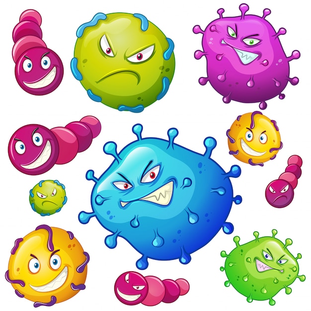 Bacteria with facial expressions | Free Vector Bacteria with facial expressions | Free Vector