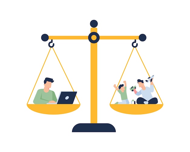 Balance life between work and family illustration concept | Premium Vector Balance life between work and family illustration concept | Premium Vector