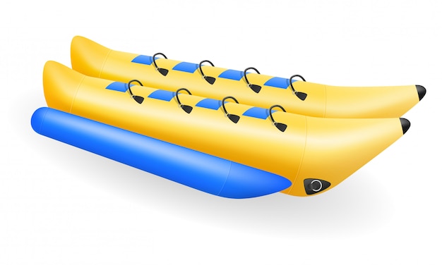 Premium Vector | Banana inflatable boat for water amusement Premium Vector | Banana inflatable boat for water amusement