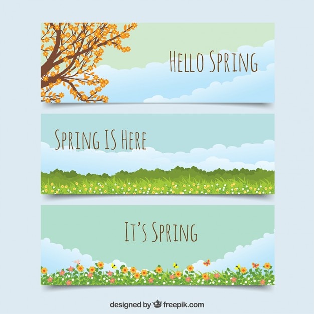 Free Vector | Banners of spring landscapes Free Vector | Banners of spring landscapes
