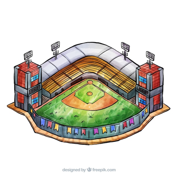 Free Vector | Baseball stadium in isometric style Free Vector | Baseball stadium in isometric style