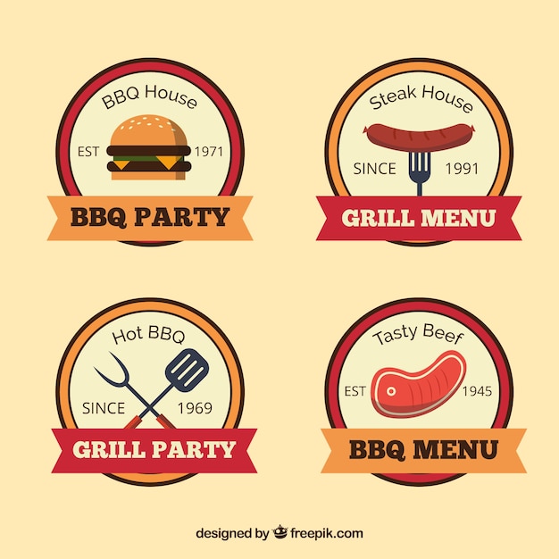 Bbq Label Collection Free Vector