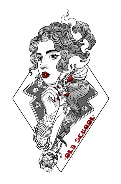 Beautiful Hippie Girl Smokes A Cigarette Vector Premium Download