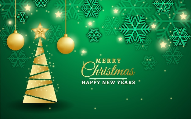 Premium Vector | Beautiful merry christmas banner with gold tree Premium Vector | Beautiful merry christmas banner with gold tree