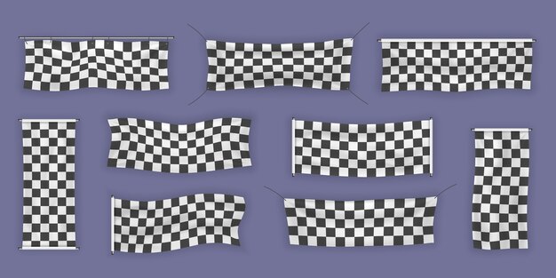 Premium Vector | Beginners, trim and checkered vinyl banners with folds ... Premium Vector | Beginners, trim and checkered vinyl banners with folds ...