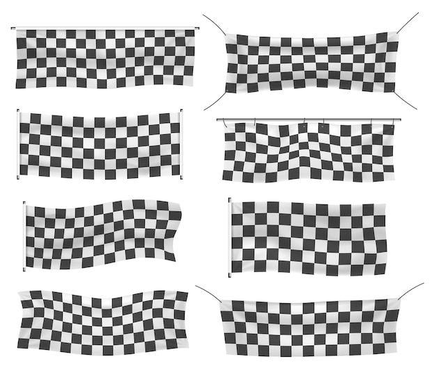 Premium Vector | Beginners, trim and checkered vinyl banners with folds Premium Vector | Beginners, trim and checkered vinyl banners with folds