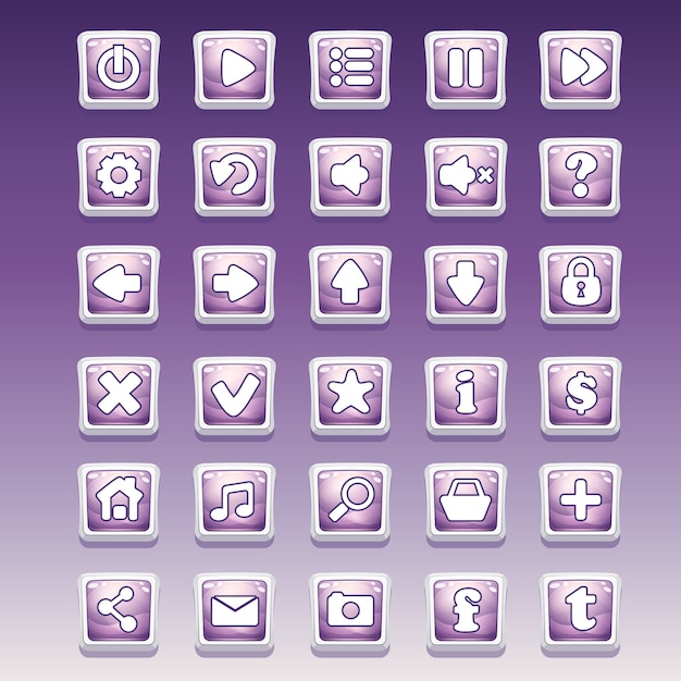 Premium Vector | Big set of square buttons with different glamorous ...