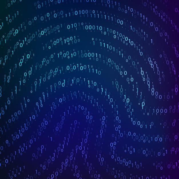Premium Vector | Binary code by fingerprint shape. biometric data ...