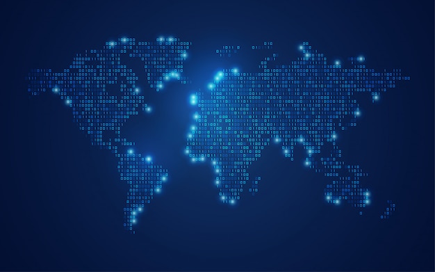 Premium Vector Binary World Map