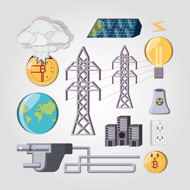 Premium Vector | Bitcoin energy consumption design Premium Vector | Bitcoin energy consumption design