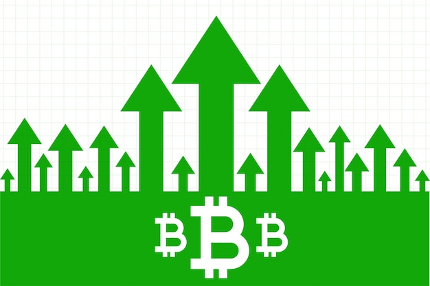 Free Vector | Bitcoin growth upward green arrow concept Free Vector | Bitcoin growth upward green arrow concept