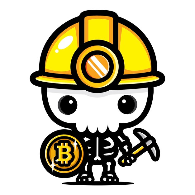 Premium Vector | Bitcoin miner skull design Premium Vector | Bitcoin miner skull design