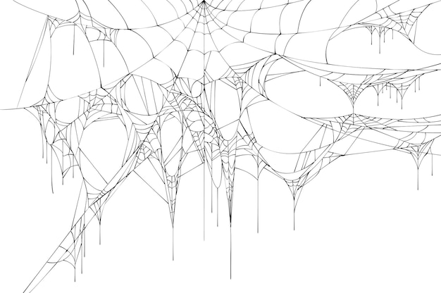 Premium Vector | Black large torn spider web. Premium Vector | Black large torn spider web.