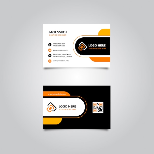 Premium Vector | Black & orange stylish business card Premium Vector | Black & orange stylish business card