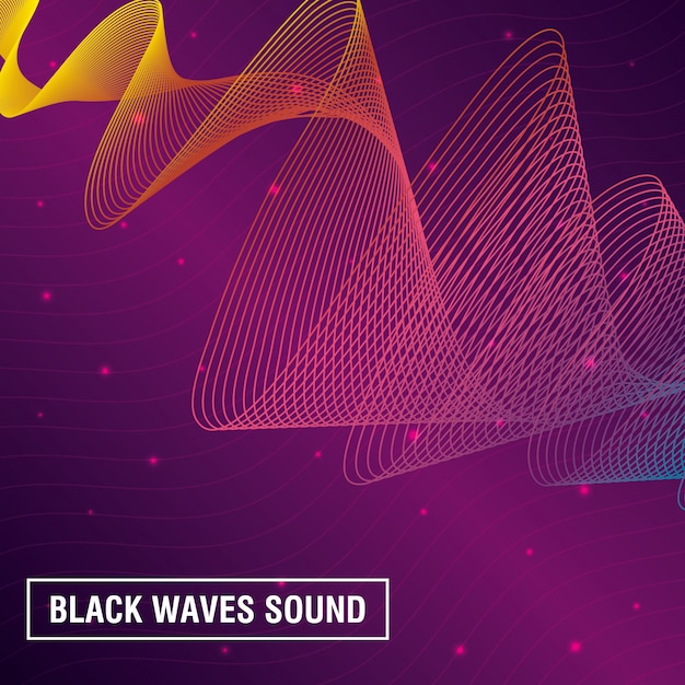 Premium Vector | Black waves sound pink background Premium Vector | Black waves sound pink background