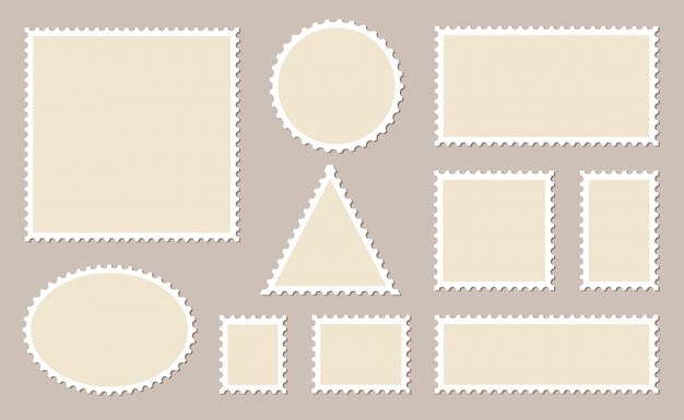 Blank Postage Stamps Frames Set Premium Vector