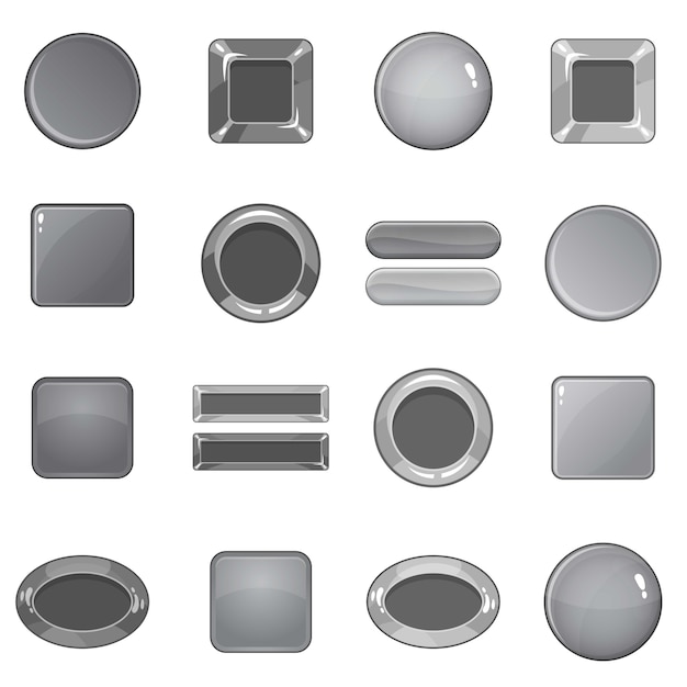 Premium Vector | Blank web buttons icons set, monochrome style Premium Vector | Blank web buttons icons set, monochrome style