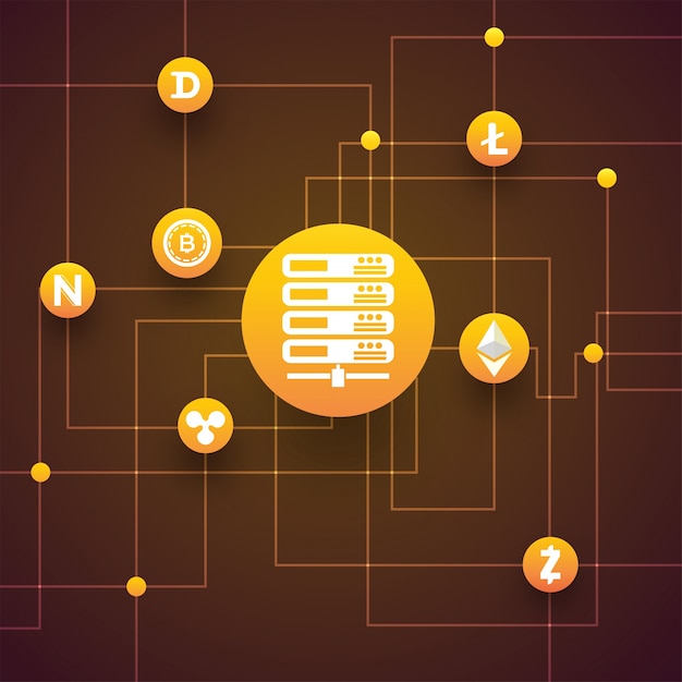 Premium Vector | Blockchain network concept , distributed ledger, computer connection technology.