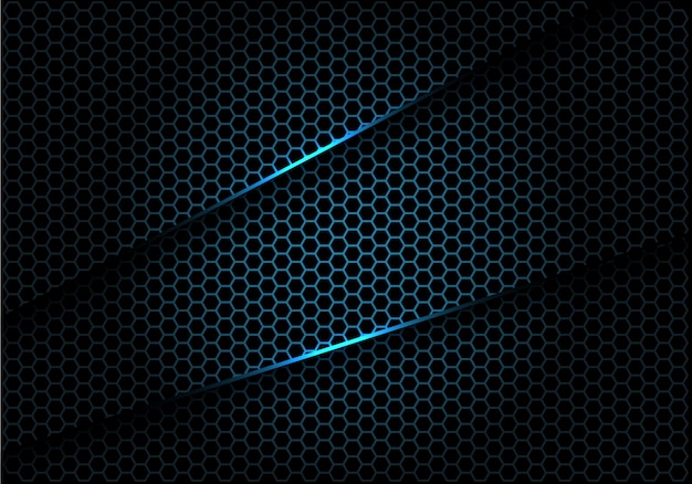 Premium Vector Blue Hexagon Mesh Overlap On Black Luxury Background