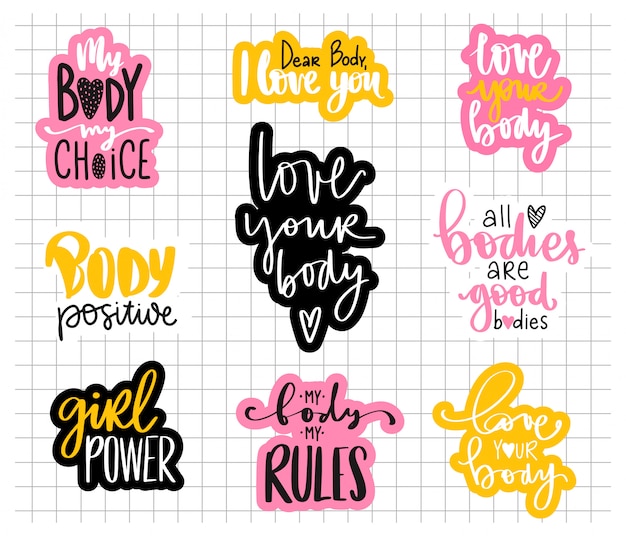 Premium Vector | Body positive, feminism sticker collection. love your ... Premium Vector | Body positive, feminism sticker collection. love your ...