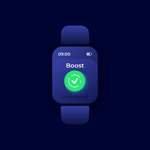Premium Vector Boost Completed Smartwatch Interface Vector Template Mobile App Notification