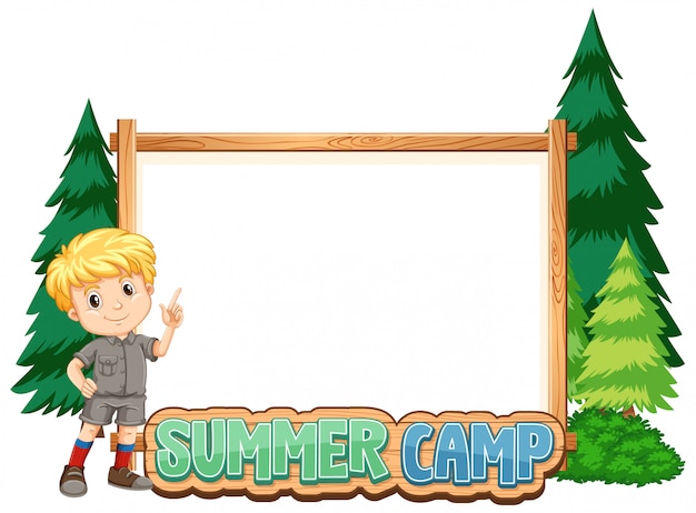 Free Vector | Border template design with boy at summer camp Free Vector | Border template design with boy at summer camp