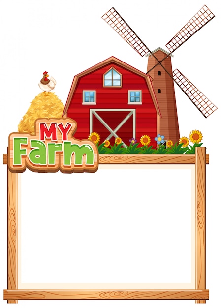 Free Vector | Border template design with red barn and haystack Free Vector | Border template design with red barn and haystack