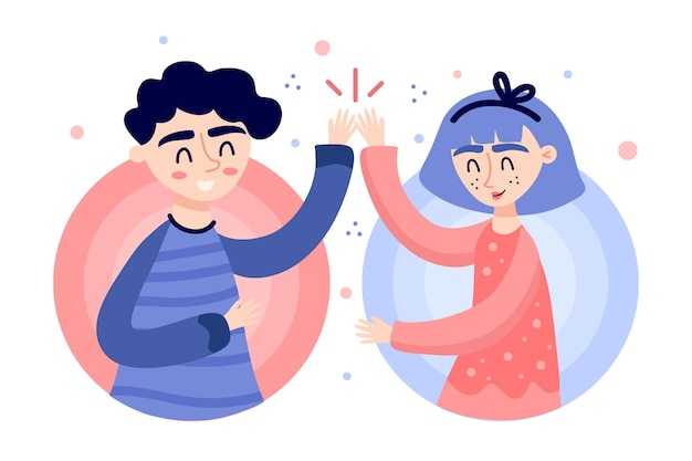 Free Vector | Boy and girl giving high five Free Vector | Boy and girl giving high five