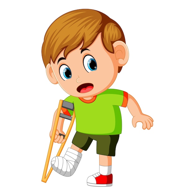 Premium Vector | Boy with broken leg Premium Vector | Boy with broken leg