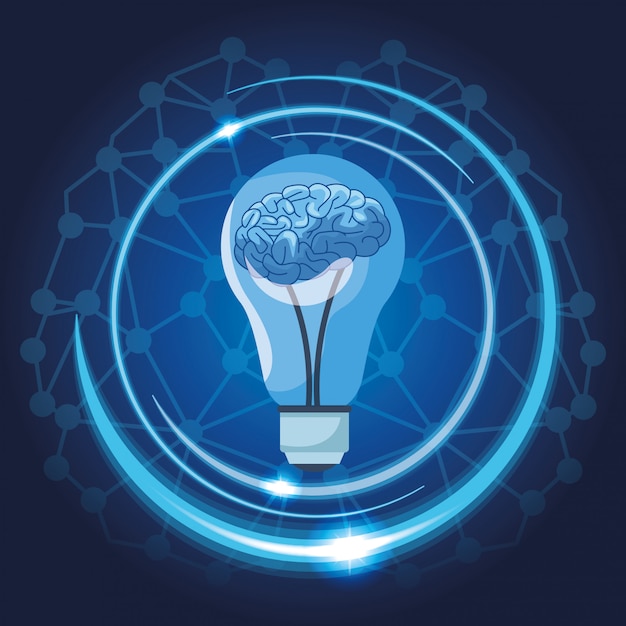 Premium Vector | Brain in light bulb Premium Vector | Brain in light bulb