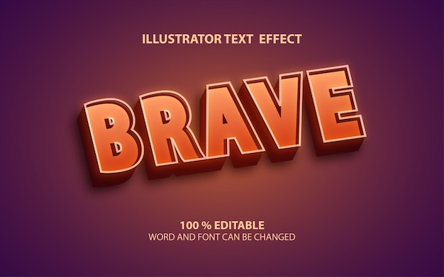 Premium Vector | Brave editable text effect Premium Vector | Brave editable text effect
