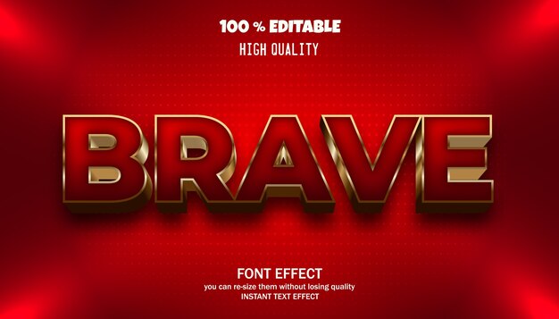 Premium Vector | Brave text effect. editable font Premium Vector | Brave text effect. editable font